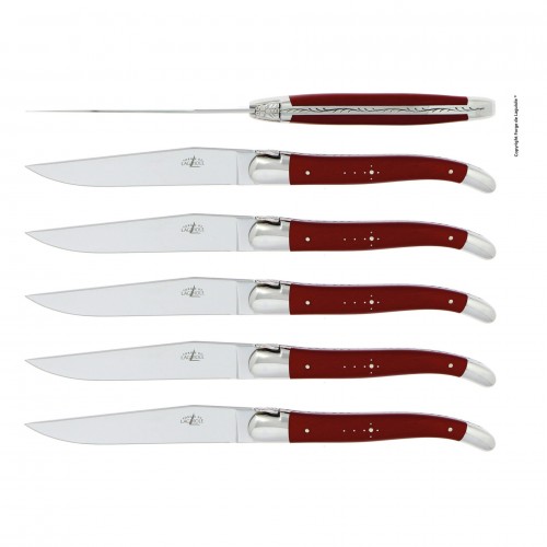 Table knives, high polished finish with Red compressed fabric handle ...